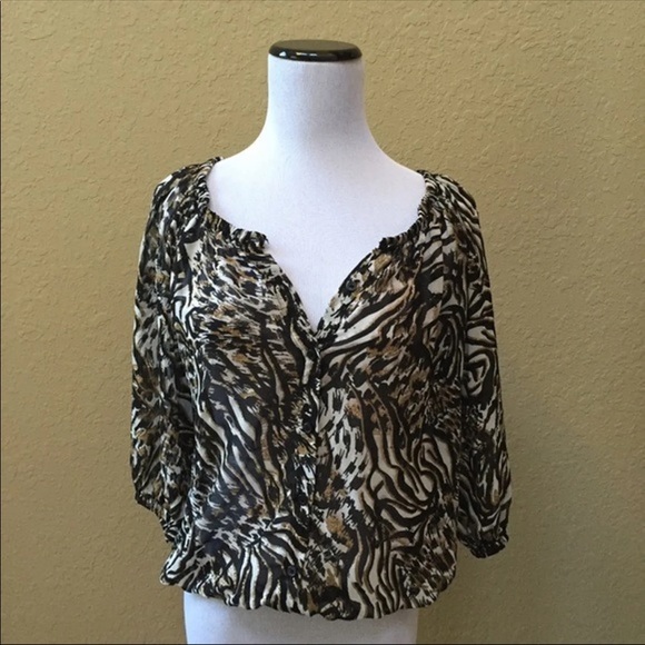 H&M | Tops | Hm Leopard Print Chiffon Blouse | Poshmark